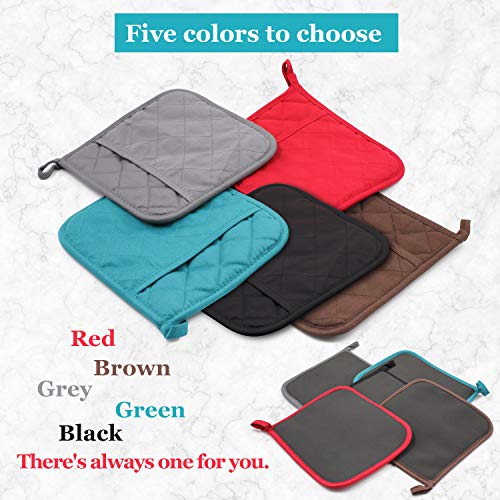 YEKOO 2 PCS Gray Pot Holders Sets for Kitchen Heat Resistant Oven Hot Pads with Pockets Non Slip Soft Grip Potholders for Baking Cooking 8"x8.5"