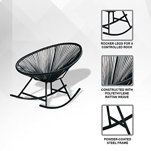 XBrand Hammock Weave Rocking Patio Chair, Black