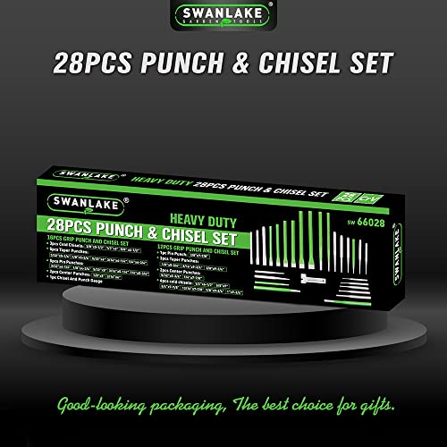 SWANLAKE Punch and Chisel Set, Including Taper Punch, Cold Chisels, Pin Punch, Center Punch (28pcs)