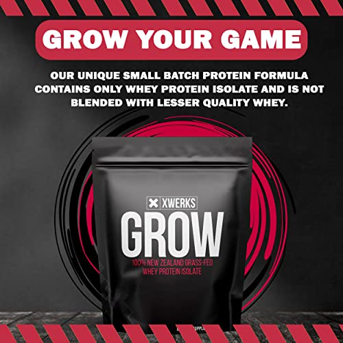 Xwerks Grow: Whey Protein Isolate Powder - Keto-Friendly - Soy & Gluten-Free - Nutrition Muscle Shake - 25g - 30 Servings for Optimum Strength Fitness - Easy-Digesting - Grass-Fed - Vanilla Flavor