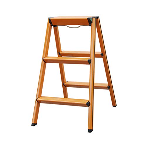 PENGJIE Folding Ladder Step Stool Ladder 3 Step Folding Aluminum Stool Heavy Duty Steel Portable Anti Slip Mat Tread Compact 120 Kg Capacity