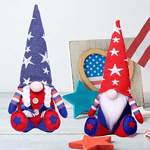 ZTML MS 4th of July Decorations Gnomes - 2pcs Mr & Mrs. Patriotic Gnomes - Handmade Swedish Tomte for Fourth of July Memorial Day Decorations Veterans Day Armed Forces Day