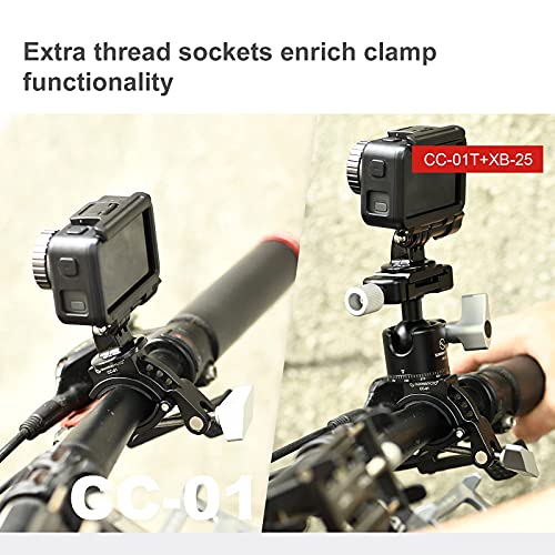 SUNWAYFOTO CC-01T Super Clamp with QR Plate for Phone,DJI OSMO ,Gopro Bike Clamp,Bike Phone Mount Clamp Adjustable