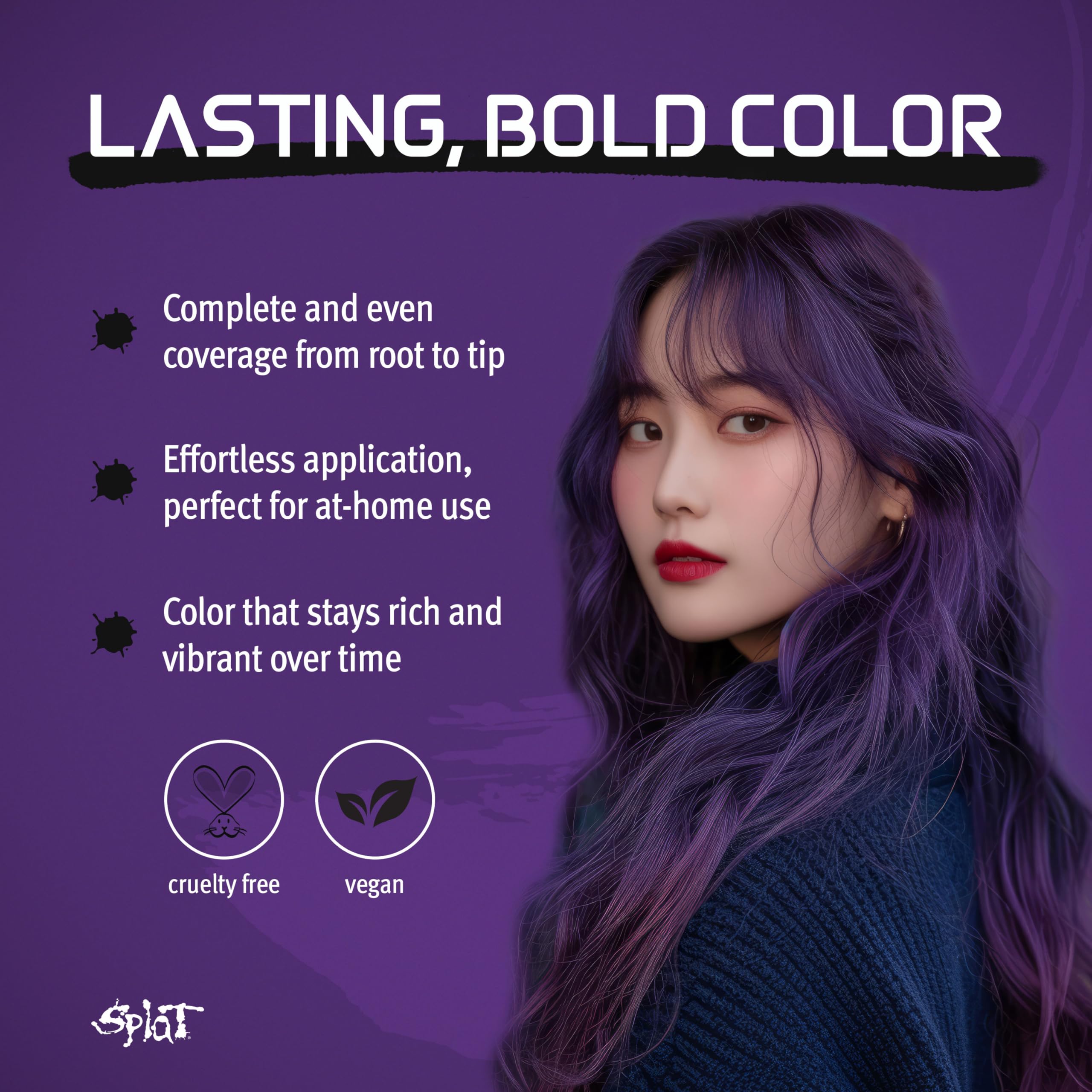 Splat Midnight Violet Semi Permanent Hair Dye Kit for Blondes, 1 Application, Includes Deep Reconstructor Conditioner, Lasts 30 Washes, No Bleach Required, Vegan & Cruelty Free Hair Color
