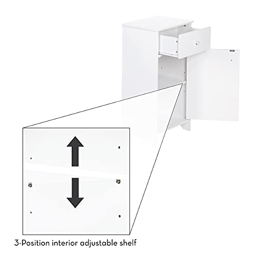 RiverRidge, White Medford Single Door Floor Cabinet with Drawer, One Size