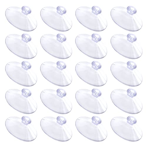 Whaline 20 Packs Clear Suction Cup PVC Plastic Sucker Pads Without Hooks Shower Caddy Connectors Suction Cups Plastic Heavy Strength Clear Sucker for Bathroom Glass Table Tops (45mm)