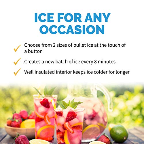 NewAir Black Portable Ice Maker | First Batch In Under 10 Minutes And 33 lb Daily | 2 Ice Size Bullets Daily, Perfect Machine For Kitchen Countertops, and RV NIM033BK00