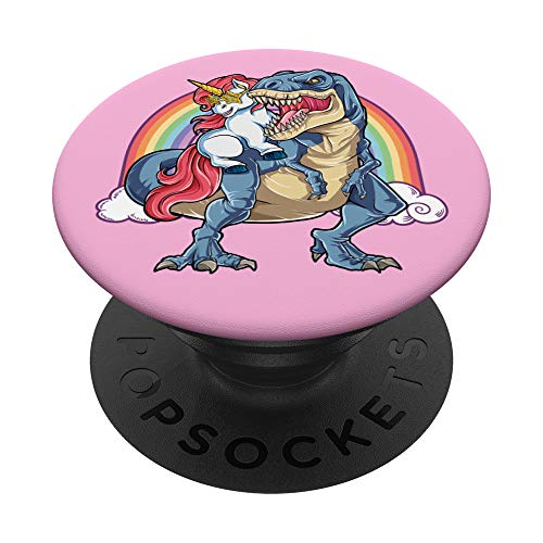 Unicorn Dinosaur T rex Funny Squad Girls Women Rainbow Gift PopSockets PopGrip: Swappable Grip for Phones & Tablets