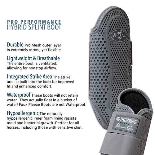 Professional's Choice Pro Performance Hybrid Splint Boot | Durable Pro Mesh Outer Layer | Integrated Strike Area | Exercise or Turnout | Waterproof | Front or Hind Legs | Charcoal Large