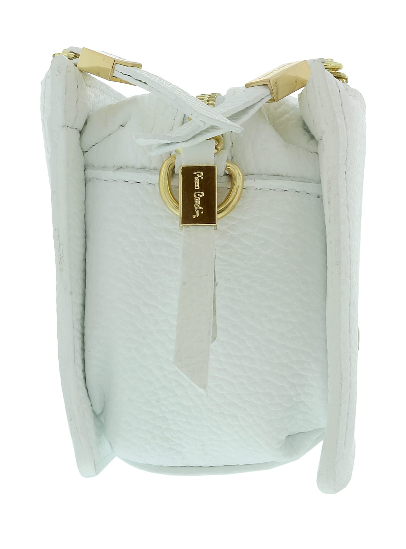 Pierre Cardin White Leather Small Structured Square Crossbody Bag for womens