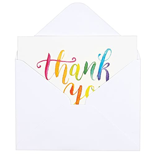 Sustainable Greetings 120-Pack Rainbow Thank You Cards with Envelopes, Bulk Colorful Thank You Note Set, Blank Inside for Business, Wedding, Graduation, Bridal and Baby Shower (4x5 in)
