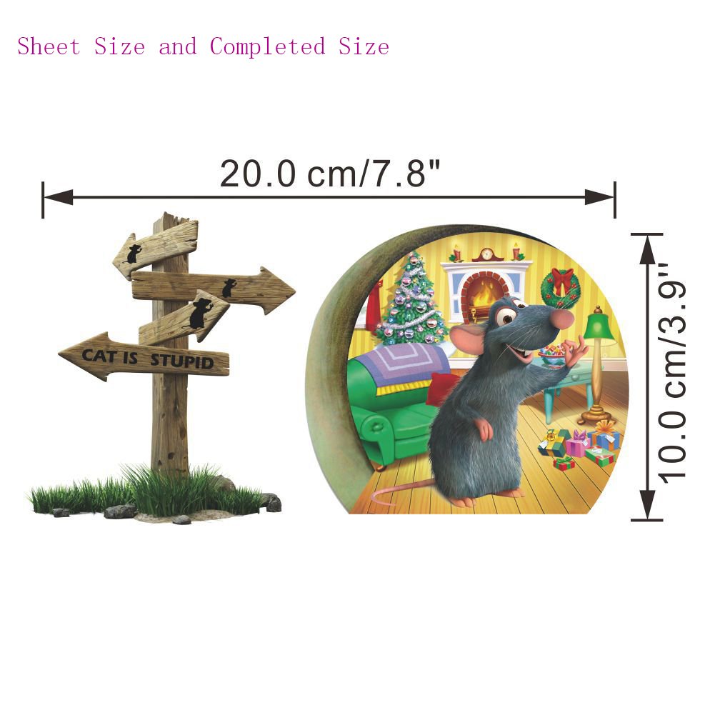 ufengke Mouse Hole Christmas Wall Decals, Children's Room Nursery Removable Wall Stickers Murals