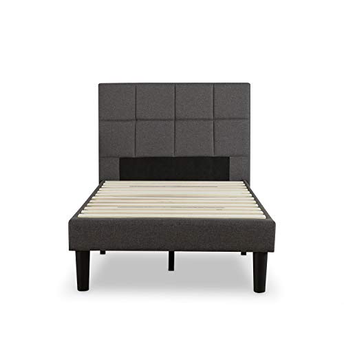 ZINUS Lottie Upholstered Platform Bed Frame / Mattress Foundation / Wood Slat Support / No Box Spring Needed / Easy Assembly, Grey, Twin