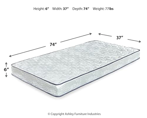 Signature Design by Ashley Bonell 6 Inch Firm Hybrid Mattress, CertiPUR-US Certified Foam, Twin (M96311)