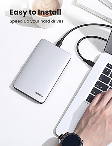 UGREEN USB C Hard Drive Enclosure for 2.5" SATA SSD HDD Aluminum USB C to SATA Adapter USB 3.1 Gen 2 Support UASP SATA III Compatible with MacBook Pro Air WD Seagate Toshiba Samsung Hitachi
