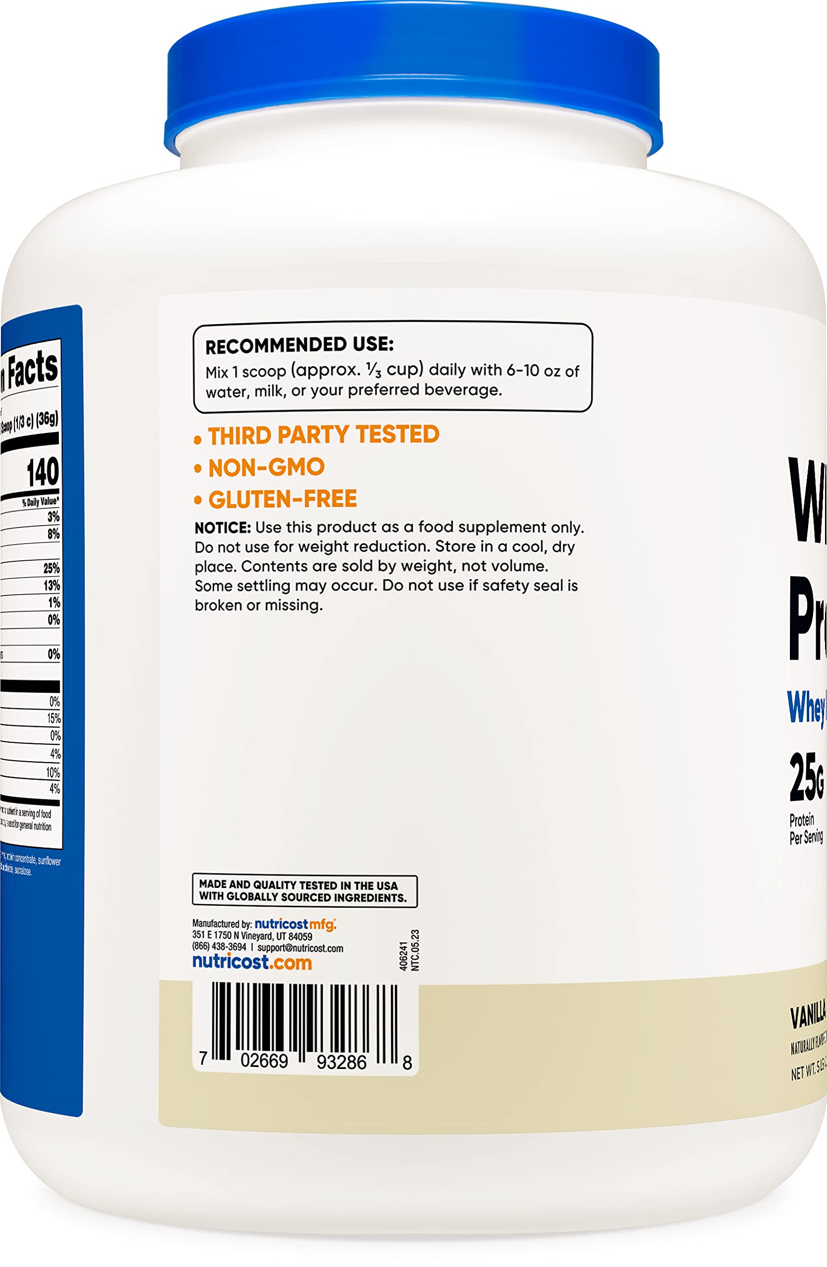 Nutricost Whey Protein Supplement Powder, Vanilla, 5 pounds