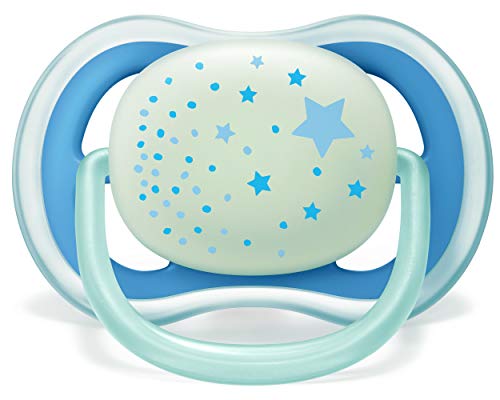 Philips AVENT Ultra Air Nighttime, 6-18 Months Pacifier, Blue, Pack of 4, SCF376/43
