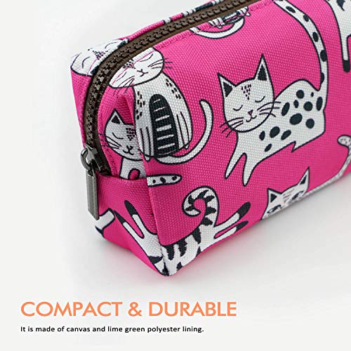 Pink Cat Pencil Case Makeup Bag Cat Lover Gift Crazy Cat Lady Toiletry Case Pouch Gifts for Teens Cosmetic Bag Kawaii Box Stationary Gadget Bag
