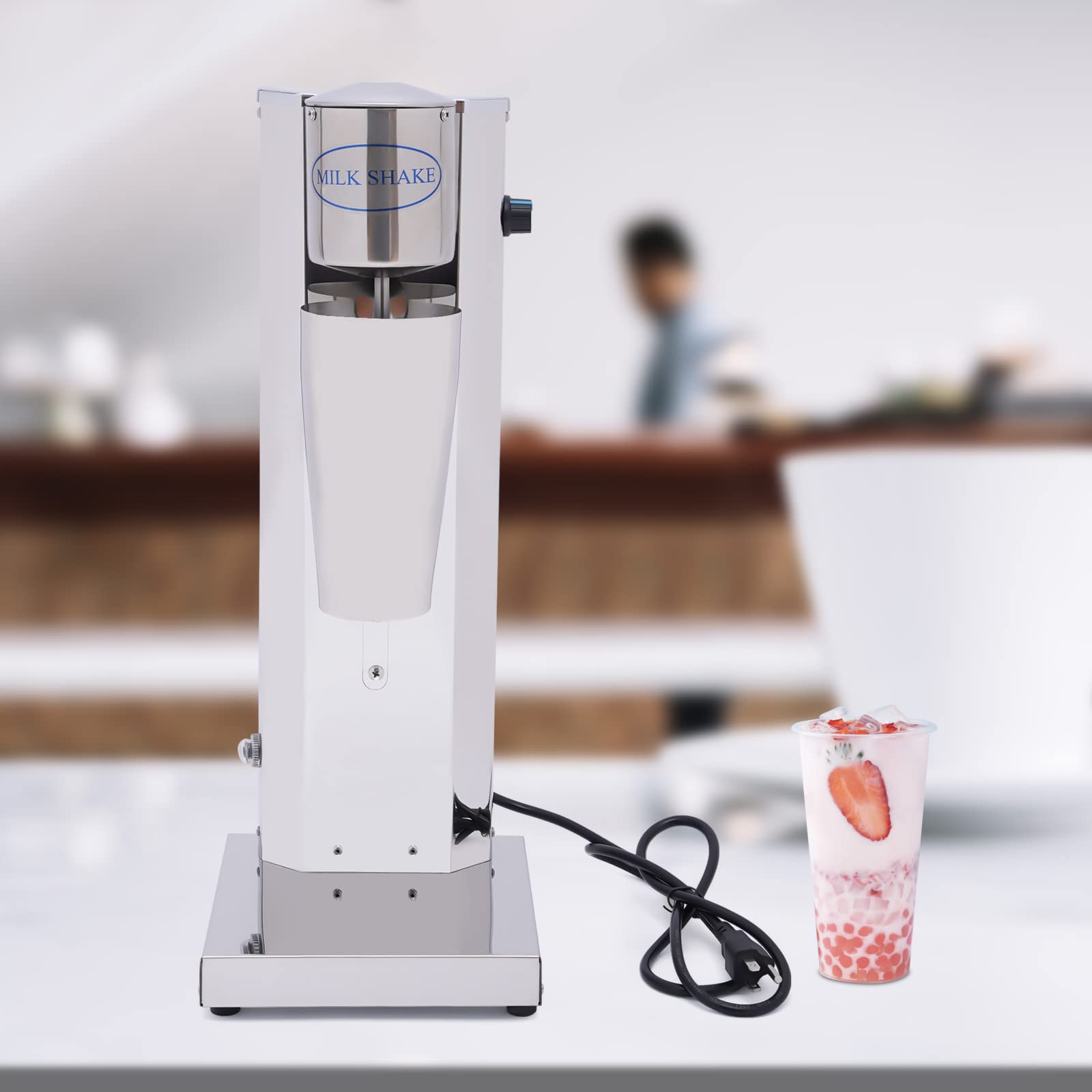 YETINGSHOP Milkshake Maker, 180W Stainless Steel Electric Milkshake Maker Machine, Single Head Commercial Drink Mixer for Milkshake Mixed Drink, 800ml Cup, Infinitely Variable Speed