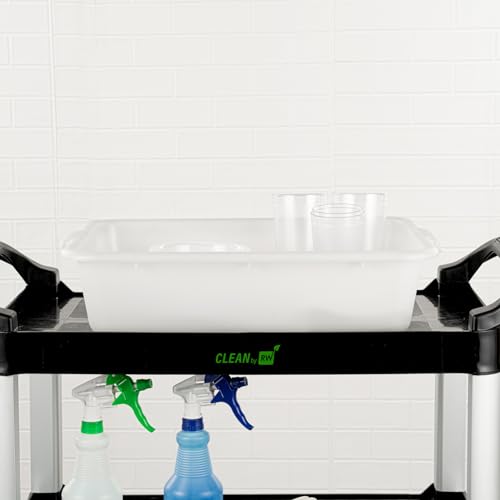 Restaurantware TUB ONLY: RW Clean 20 x 15 x 5 Inch Kitchen Bus Tub 1 Durable Bus Utility Box - Easy-Grip Handles Freezable White Plastic Bus Box For Restaurants Or Catering Services