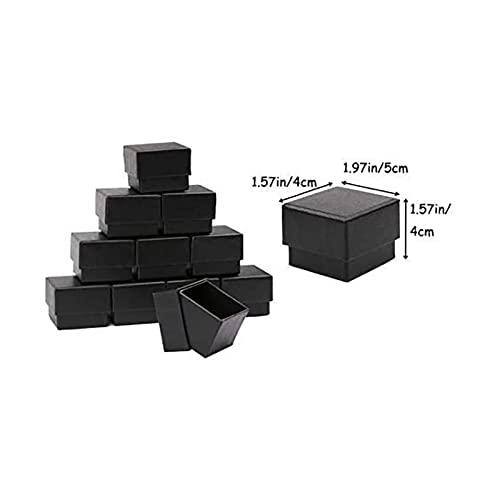 Sdootjewelry Ring Box, 1.97 x 1.97 x 1.57β Kraft Earring Ring Boxes, 50 Pack Square Cardboard Jewelry Gift Boxes Black Small Earring Ring Gift Box with Foam Insert for Wedding Propose Jewelry Packing