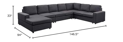 Lilola Home Tifton Modular Sectional Sofa with Reversible Chaise in Dark Gray Linen