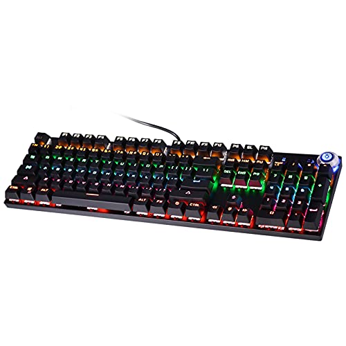 GOWENIC Mechanical Illuminated Keyboard, 2 Color Injection 9 Lighting Effects Knob Version, Colorful Backlit Wired 104 Keys Gaming Keyboard