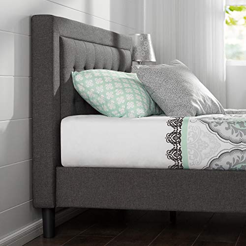 Zinus Dachelle Upholstered Platform Bed Frame / Mattress Foundation / Wood Slat Support / No Box Spring Needed / Easy Assembly, King, Dark Grey