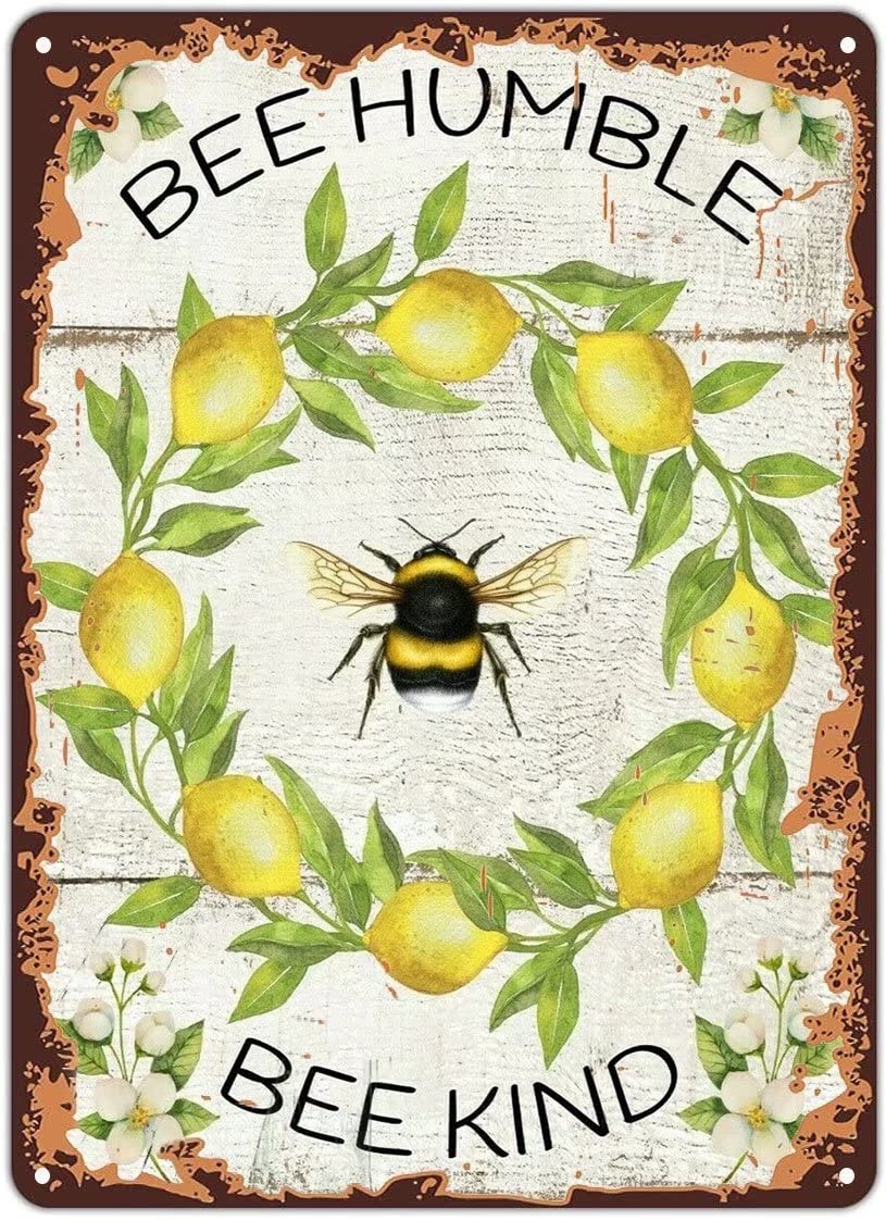 WZVZGZ Wall Hanging Plaque Metal Tin,Bee Humble Bee Kind,Farmhouse Sign Country Farm Kitchen Wall Home Garden Decor Art Signs Garage Decoration 8X12Inch,BarTavernPubClub Man Cave Wall Decor