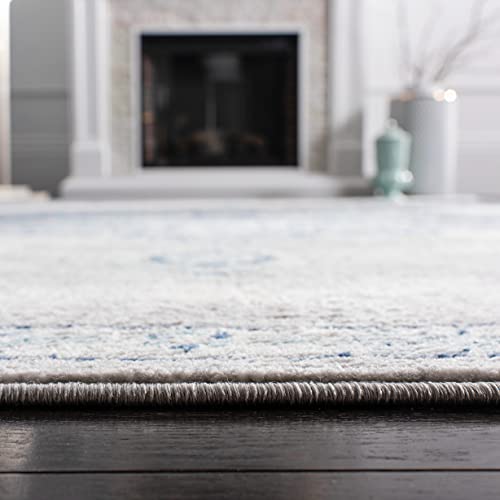 SAFAVIEH Brentwood Collection 8' x 10' Navy / Light Grey BNT849M Medallion Distressed Non-Shedding Living Room Bedroom Dining Home Office Area Rug