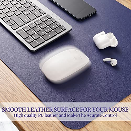 Yikda Dual-Sided Leather Mouse pad Desk mat, PU Leather Desk pad Large Mouse pad, Waterproof Desk Mat for Desktop (31"x15.7" Blue/Blue)