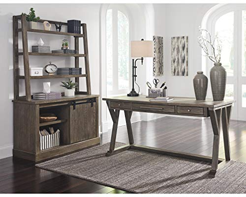Signature Design by Ashley Luxenford Rustic Farmhouse 60" Home Office Desk with Drawers, Distressed Gray