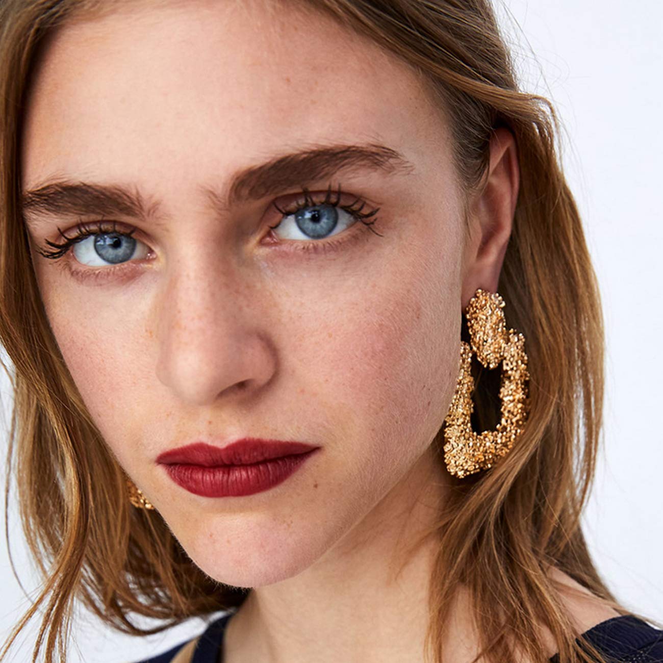 Gold Square Geometric Dangle Earrings, Fashion Statement Drop Earrings for Women KELMALL COLLECTION
