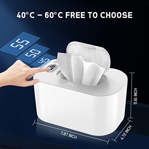 Wipe Warmer with Digital Display,Large Capacity Wipes Dispenser, 3 Modes of Temperature Heating Control,Warms Quickly and Evenly, Comfort and Safety for Baby(White)