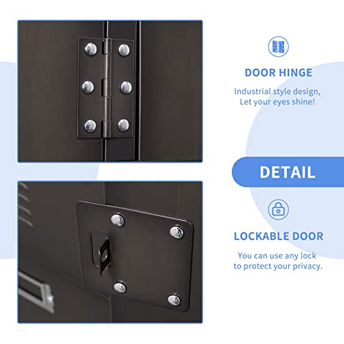 Yizosh Metal Locker with 3 Lockable Doors, Industrial Steel Storage Lockers for Employees - 47.3" Locker Storage Cabinets for School, Gym, Home, Office, Garage