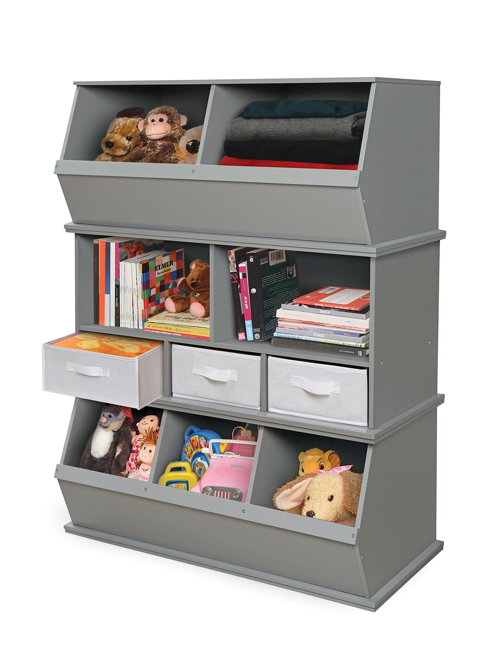 Stackable Wooden 2 Bin Open Storage Toy Organizing Cubby