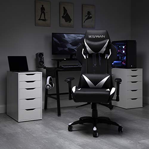 RESPAWN RSP-205 Racing Style Gaming Chair, Leather, White