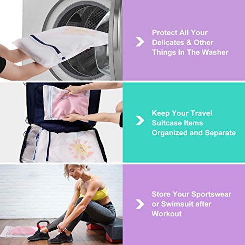 Wanapure 9Pcs Mesh Laundry Bag for Delicates, Lingerie Bags for Laundry - (1 Large & 4 Medium & 2 Small & 2 Bra Bags) for Garment, Underwear, Sock, Baby Clothes, Sweater, Travel, Washing Machine