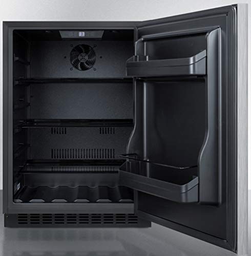 Summit Appliance AL54SSHH Built-in Undercounter ADA Compliant 4.8 cu.ft. 24" Wide All-refrigerator with Wrapped Stainless Steel Door, Horizontal Handle, Black Cabinet, Door Storage and Digital Control