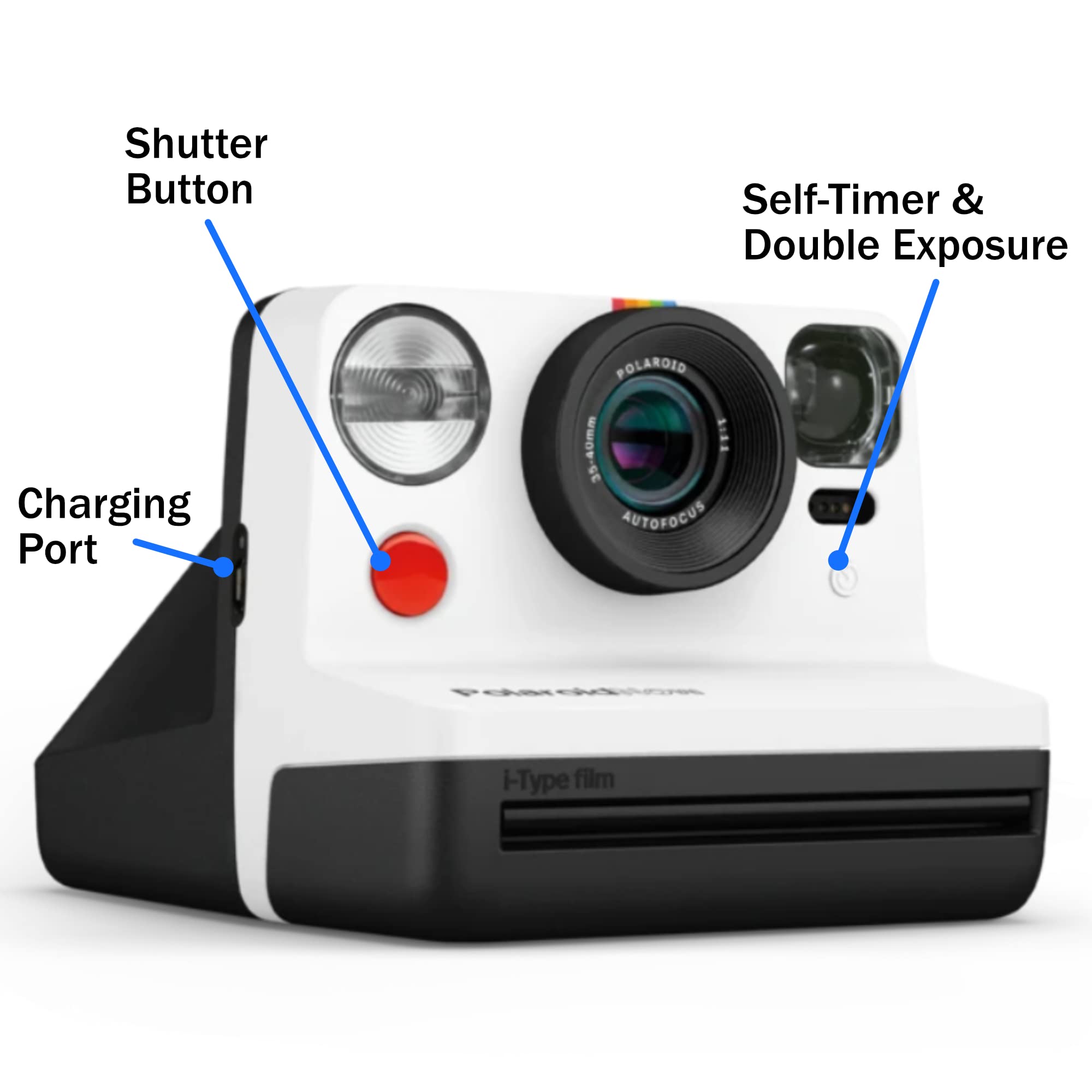 Polaroid Cameras Gen 2 Now I-Type Instant Film Camera, Film Photography, Print Instant Photo, Great As A Gift, Bundle with a Lens Cleaning Cloth