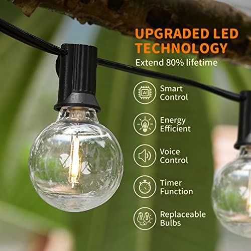 XMCOSY+ Smart Outdoor String Lights, 150Ft G40 Globe Patio Lights with 75 LED Bulbs, WiFi & APP Control, Work with Alexa, Extendable Waterproof Dimmable LED String Lights for Outside, Porch, Cafe