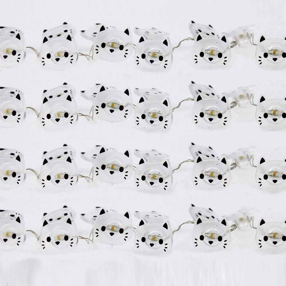 MUMENG String Lights Warm White 20 LEDs Lovely Cat Decoration Lighting Battery Power Fairy Light Easy Installment for Indoor Outdoor Wedding Festoon Party