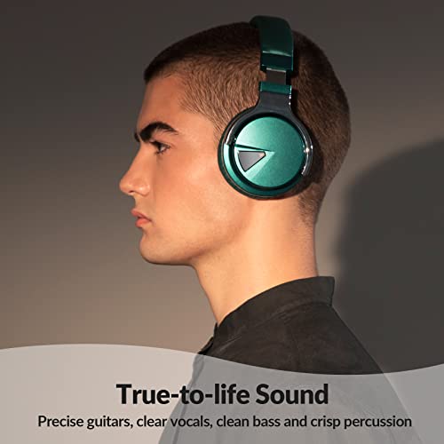 Silensys E7 Active Noise Cancelling Headphones Bluetooth Headphones with Microphone Deep Bass Wireless Headphones Over Ear, Comfortable Protein Earpads, 30 Hours Playtime for Travel/Work, Green