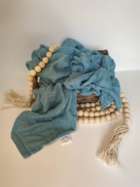 LULLABIES Organic Muslin Swaddle Blankets, Soft Solid Earth Tones 3 Pack Baby Swaddle Blankets Muslin Receiving Blanket Wrap, Large 47 x 47 inches, Solid Color Baby Swaddling (Ocean Waves)