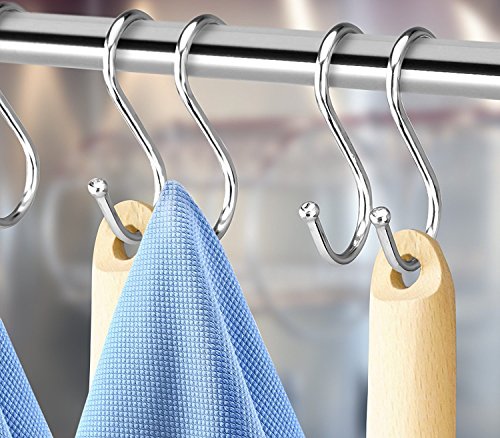 WKTRSM 20 Pack 3 Inches S Shaped Hooks Heavy-Duty Stainless Steel Metal Hangers Hanging Hooks Pan Pot Holder Rack Hooks for Kitchenware Pots Utensils Clothes Bags Towels Plants