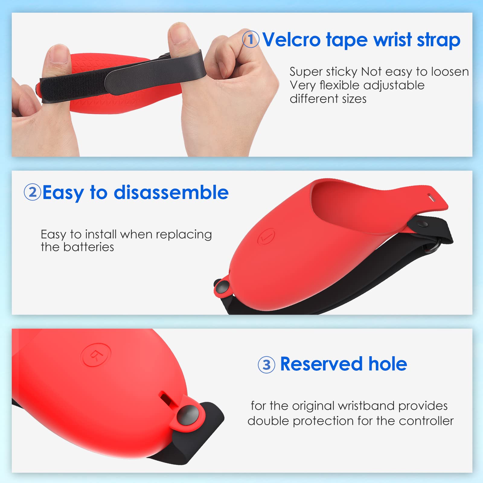 YRXVW Controller Grips Cover for Oculus Quest 2, Silicone Hand Grips Unibody Design with Adjustable Knuckle Strap Accessories Compatible with Quest 2 (Red)