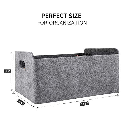 Welaxy storage basket Felt Foldable Drawer Organizer bin Cube Shelf Small box for Kids Toys Books Clothes Office Bedroom Closet Babies Nursery organizing(Charcoal