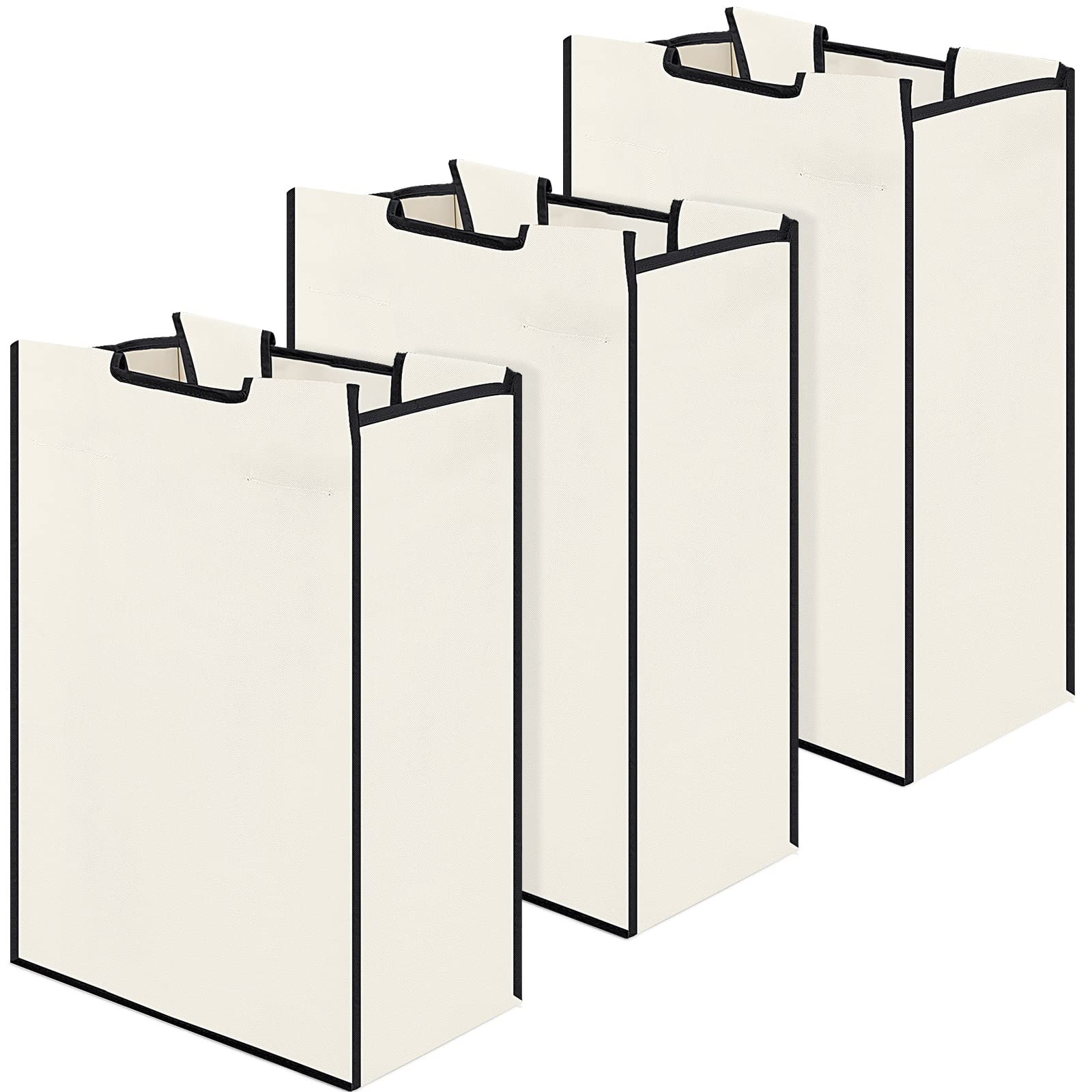 Laundry Sorter Replacement Bags Hamper Cart Removable Replacement Bags Laundry Storage Organizer Bag Laundry Hamper Liner, No Hooks 14.76 x 8.66 x 21.65 Inch (Beige, 3 Pcs)
