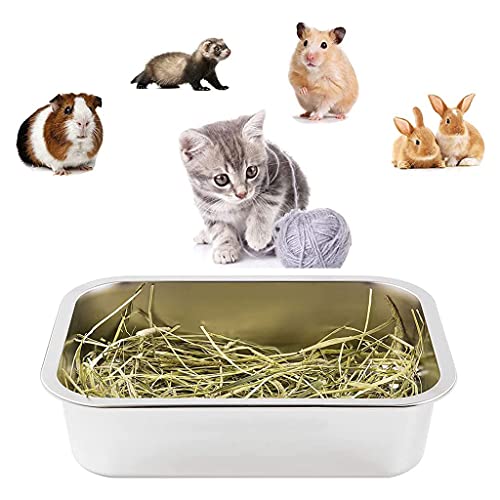 RTUGOVT Kitty Suppies - Stainless Steel Safe and Hard Deep Medium Cat Litter Box Corrosion Resistant Durable Pan Durable Non-Toxic and Odorless