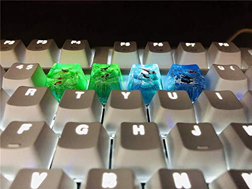 Resin Keycaps, Handmade Resin Keycap Koi Fish Backlit Resin Spacebar Keycap for Cherry MX RGB Switch Gaming Mechanical Keyboards DIY Replace